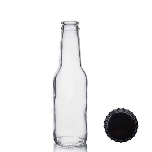 200ml Clear Glass Beer Bottle With Crown Cap - Ampulla Ltd