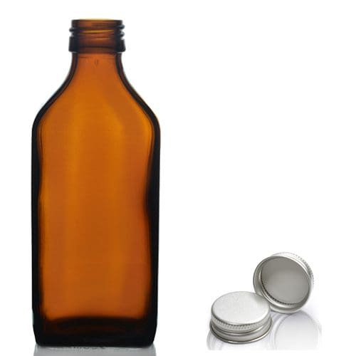 500ml Amber Glass Rectangular Bottle & Aluminium Cap - Ampulla LTD