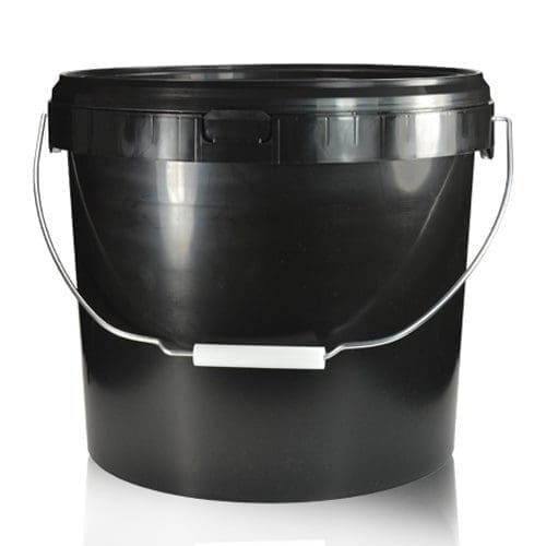 16 Litre Bucket With Metal Handle | Black Plastic Buckets | Ampulla Ltd