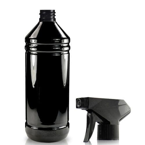 1000ml Black Plastic Trigger Bottle - Ampulla Ltd - 0161 367 1414