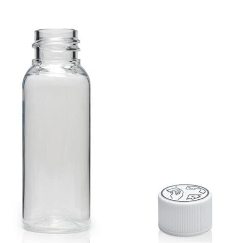 30ml Clear PET Bottle & CR Cap - Ampulla Ltd - 0161 367 1414
