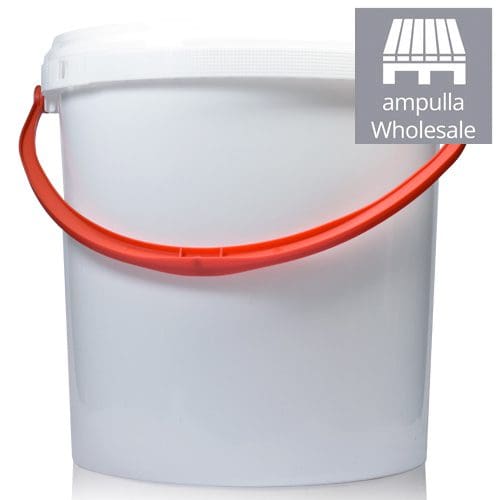 10L White Bucket With Red Handle | Ampulla Packaging Ltd