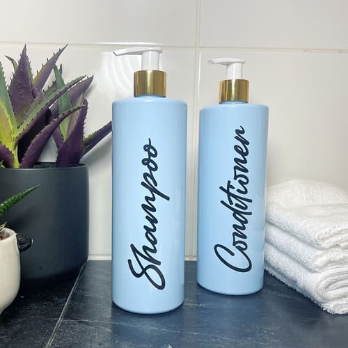 500ml Baby Blue Shampoo & Conditioner Bottle Set - Ampulla Ltd