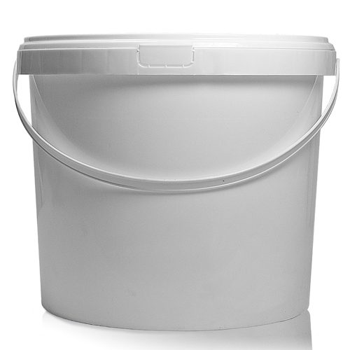 12.5L White Plastic Bucket With Handle And T/E Lid - Ampulla LTD